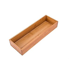 Sansnow Bamboo Kitchen Seasoning Box Tableware Knife Fork Organizer Box, Bamboo 12"*4"