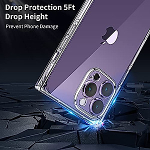 Tzomsze Square iPhone 14 Pro Case for Women Girl,Full Camera Lens Protection Soft TPU Protective Shockproof Cover for iPhone 14 Pro 2022 6.1 Inch-Pink