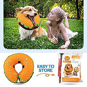 BEBANG Soft Dog Cones, Recovery Collar Protective Inflatable Collar for Pets, Dog Neck Donut Dog Cone Alternative After Surgery, E Collar for Medium Dogs, Adjustable Pet Recovery Cone After Surgery