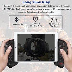 Megadream Wireless Mobile Controller Gamepad Joystick for iPad (11in), iPhone 16/15/14/13, Android Samsung Tablet PC - MFi Certified - 18+ Hour Battery Life - Call of Duty - Minecraft, Black