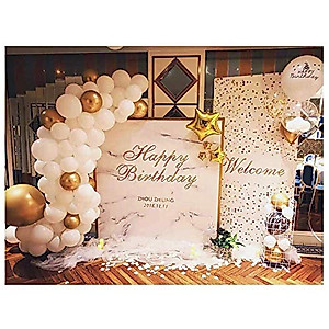 50 Pieces Gold, White and Gold Confetti Balloons | PREFILLED 14 Inch Latex, Metallic, Confetti Balloons for Party, Decorations, Wedding & Bridal (with Ribbon)