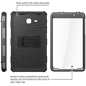 Galaxy Tab A 7.0 Case, Heavy Duty i-Blason Samsung Galaxy Tab A 7 2016 Armorbox Dual Layer Hybrid Full-Body Protective Kickstand Case with Front Cover and Built-in Screen Protector (Black)