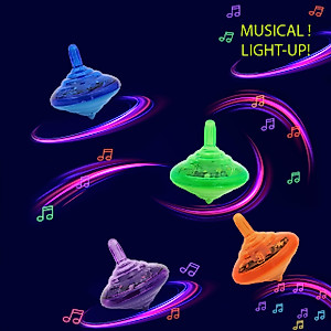 The Dreidel Company Hanukkah Musical Light-Up Dreidel Spinning Tops Set, Plays 2 Classic Hanukkah Songs, Assorted Colors (4-Pack)