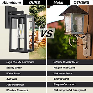 Aranzyec Outdoor Wall Light, Exterior Waterproof Wall Sconce Light Fixture, Black Porch Light with Clear Glass Shade, Anti-Rust E26 Socket Wall Mount Lighting for Entryway Doorway Garage, 1 Pack