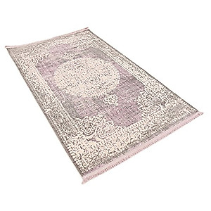 Unique Loom Traditional Classic Intricate Design with Distressed Vintage Detail, Area Rug, 3 ft 3 in x 5 ft 3 in, Purple/Ivory