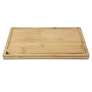 Sabatier Extra-Large Cutting Board with Juice Trench and Recessed Handles for Entertaining and Meal Prep, Reversible Kitchen Chopping Board, Bread Board with Built-In Grooves, 12x18 Inch, Bamboo