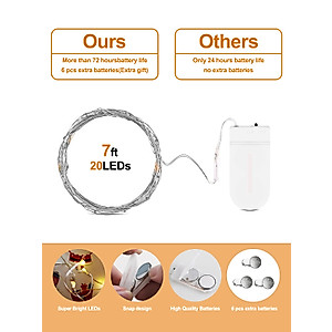 Fibevon Fairy Lights Battery Operated, 12-Pack 7.2ft w/20 LED Mini Lights Waterproof String Lights for Mason Jar/Centerpiece Table/Bedroom/Wedding/Valentines/Christmas/Outdoors/Indoor Decoration