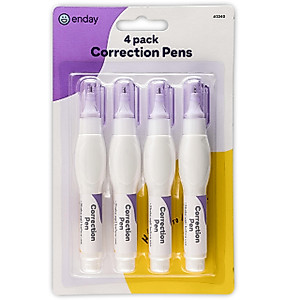 Correction Pen White Out Liquid Pen Multi-Purpose Whiteout with Metal Tip – For School, Office & Home 7 ml Correction Fluid (Pack of 4) – by Enday