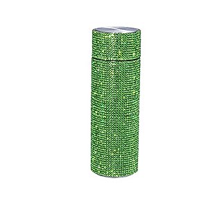 MYHOBBY 150ML Cute Thermos Water Bottle, 5 Oz Mini Insulated Stainless Steel Bottle with Bling Rhinestone,Perfect for Purse or Kids Lunch Bag,Green