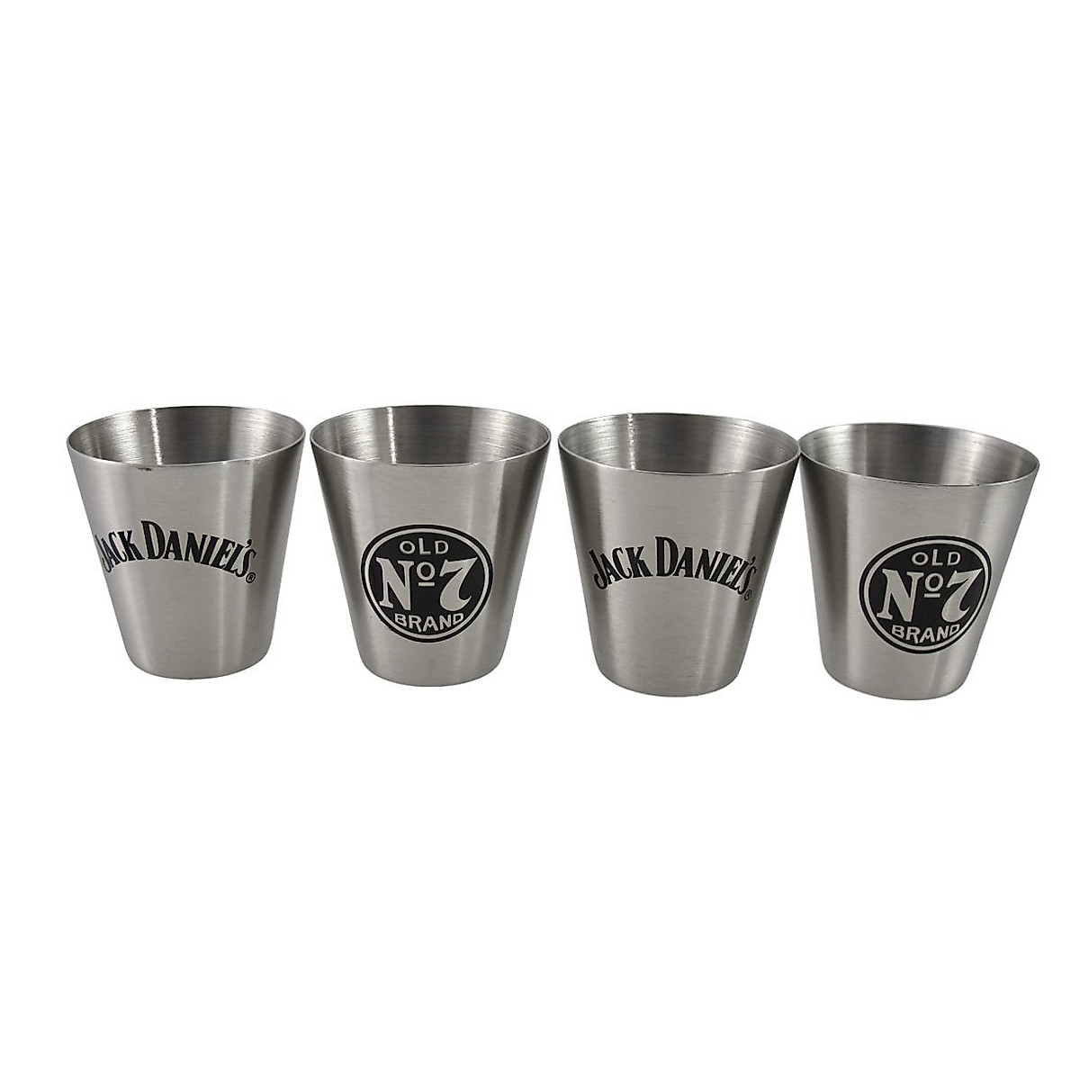 4 Piece Jack Daniels Stainless Steel Shot Glass Travel Set