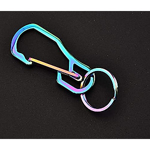 2 Pack Carabiner Clip Retractable Ring Set Titanium KeyChain Quick Release Hooks for Men Women