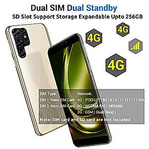 Xgody X60 4G Unlocked Phones, 6'’ QHD Waterdrop Screen Dual Sim Unlocked Cell Phones, Quad-core 2GB+16GB Smartphones, 3000mAh Battery, Face Unlock, AI Camera 5MP+5MP Cheap Android Phone (Gold)