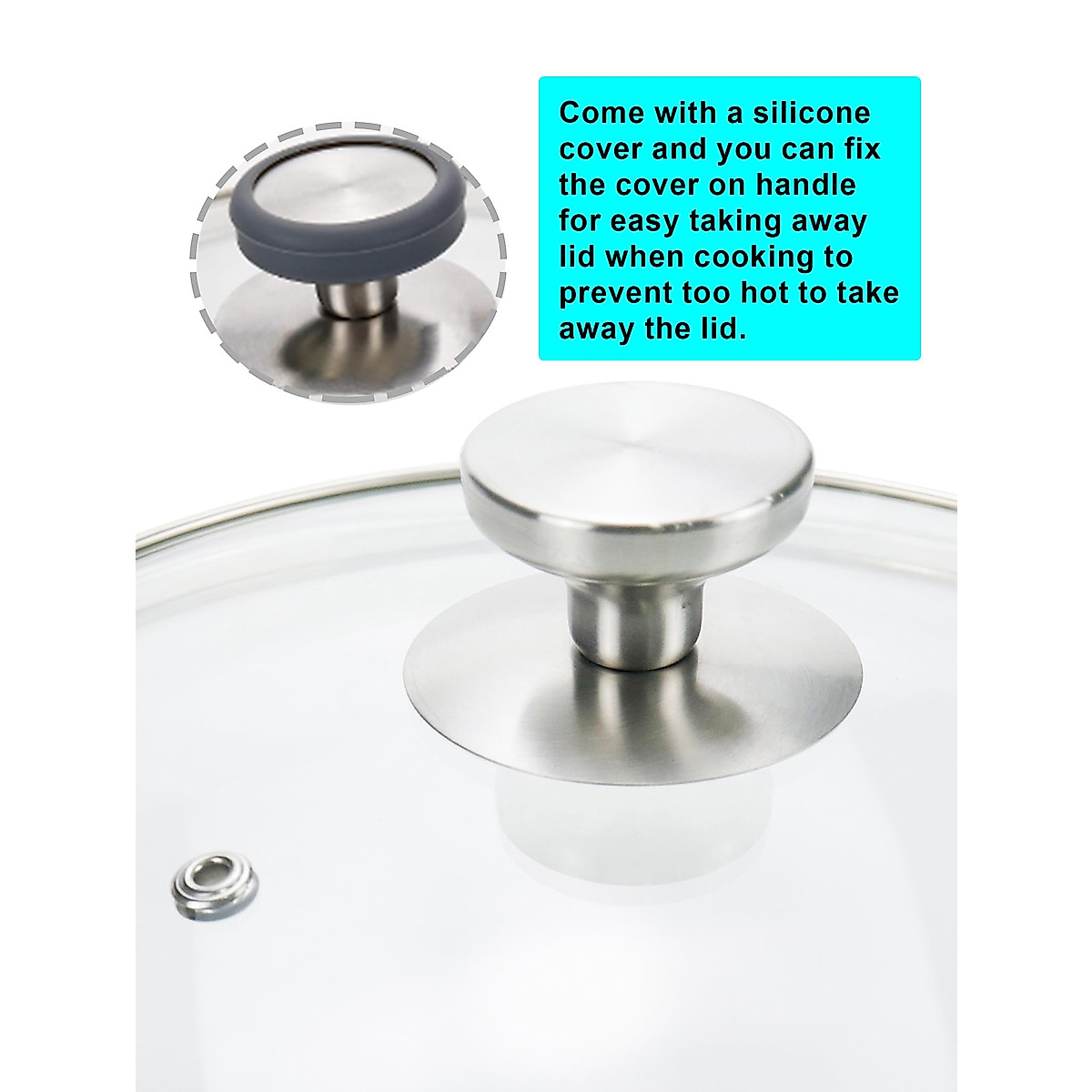 Bitray Glass Lid Cover for Frying Pan Fits Most of 8-inch Round Pots Pans Cookware Clear Glass Pot Lid with Round Knob