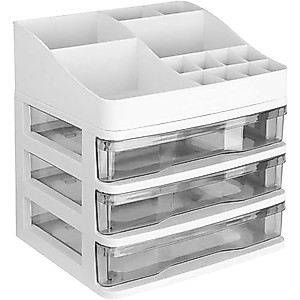 ELUCHANG Cosmetics Makeup Organizer Storage: 9.6" Detach Make Up Organizers and Storage with Clear Drawers Large Skincare Organizers for Vanity Countertop Dresser Bedroom Bathroom Desk