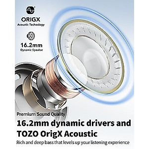 TOZO OpenReal Open Ear Headphones Bluetooth 5.3 Air Conduction Wireless Headphones Sport Earbuds with Premium Sound, Dual-Mic Call Noise Reduction Earphones with Hair Band for Running Cycling Black