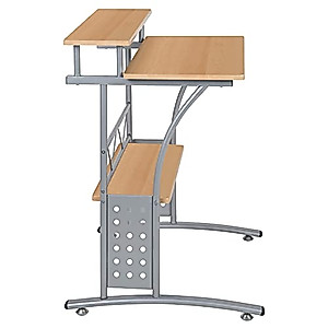 Flash Furniture Clifton Maple Computer Desk with Top and Lower Storage Shelves 28 Inch