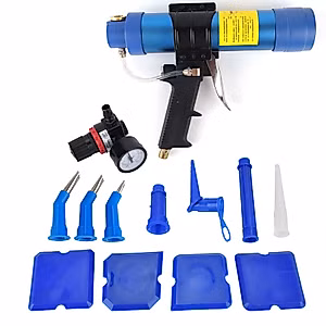Yuecoom Seam Sealer Gun, Pneumatic Glass Glue Sealant Caulking Gun, Adjustable Silicone Gun 310ML with Spray Adhesive Blown Film Extended Nozzle Cartridge Air Gun