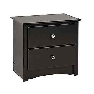 Sonoma 6 Drawer Double Dresser for Bedroom, Black & Sonoma 2-Drawer Nightstand, Black