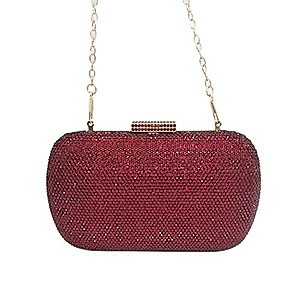 DG PEAFOWL Crystal Clutch Bag Wedding Rhinestone Handbags Bling Evening Bags and Clutches for Women Formal Party (wine)