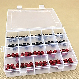 Jewelry Organizer 20-Grid Plastic Box Storage Container Case with Removable Dividers (Transparent)