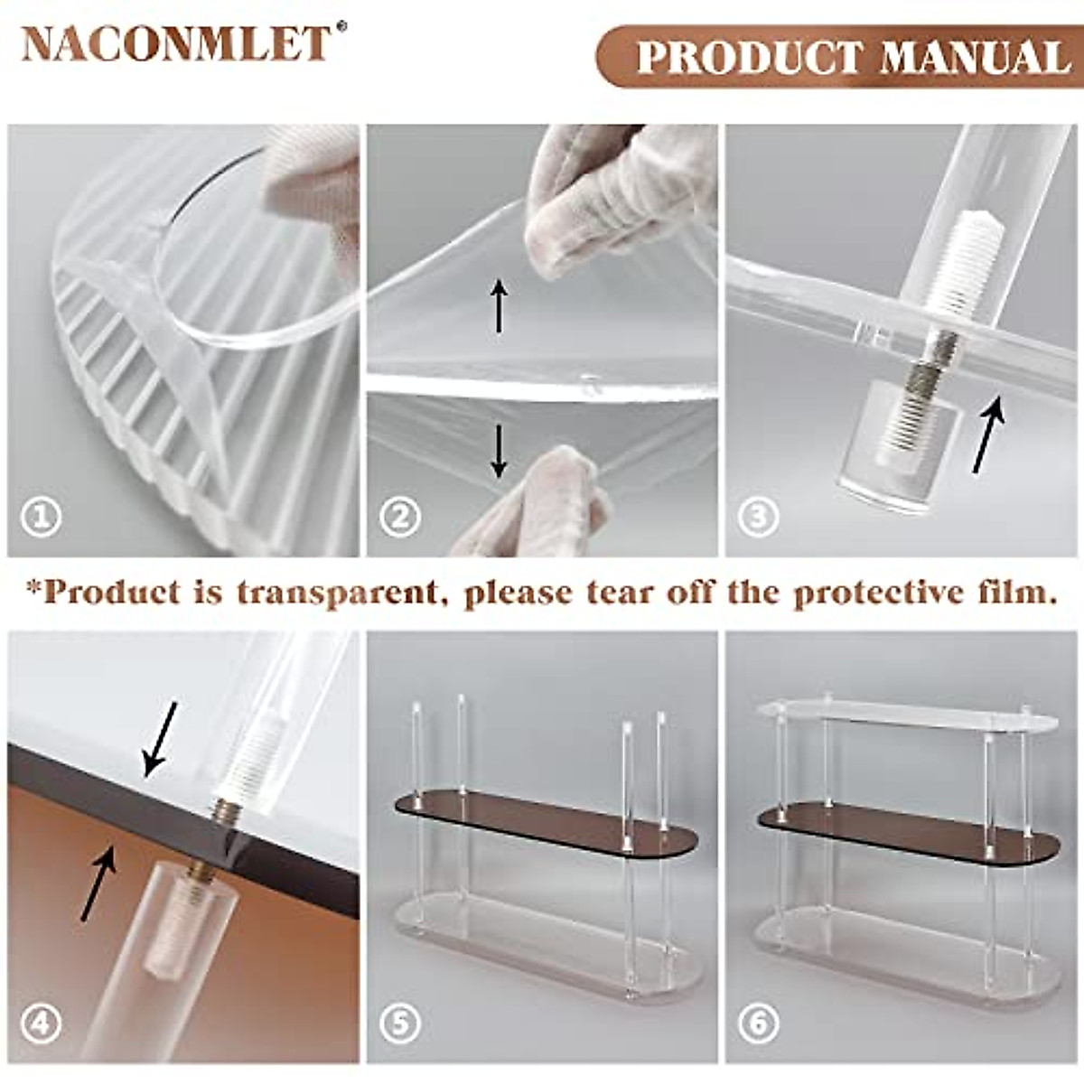 Naconmlet 3 Tier Bathroom Counter Organizer,Acrylic Bathroom Organizer Countertop Skincare Organizers Vanity Tray for Perfume Lotion Cosmetic(Amber)