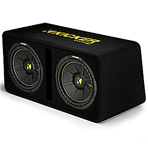 Kicker Bundle Compatible with Universal Vehicle 44DCWC122 Dual 12" Loaded Ported Sub Box with A400.1 Amplifier and HA-AK8 8Ga Amp Install Kit
