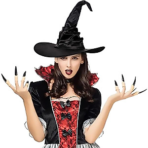 Zhzrche Halloween Witch Hats for Women Large Ruched Witch Hat Thick Ghost Festival Cosplay Prom Decoration Halloween Costume Accessory
