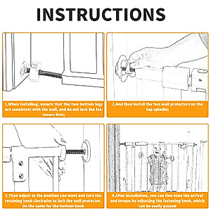 Unlorspy 4 Pack Baby Gate Threaded Spindle Rod M10 (10mm) Baby Gate Screw Replacement Hardware Parts Kit for Pressure Mounted Baby & Pet Safety Gates & Stair Gates (10mm, White)