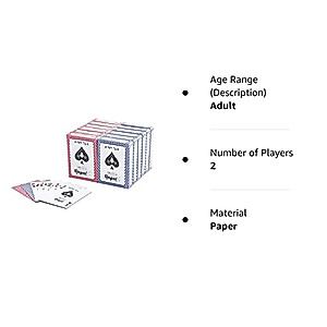 Regal Games - Bulk Playing Cards -2 Sets of 6-Red and Blue-12 Pack - Poker Size, Standard Index -for Blackjack, Euchre, Canasta Card Game - Perfect for Large Events, Bulk Purchasing