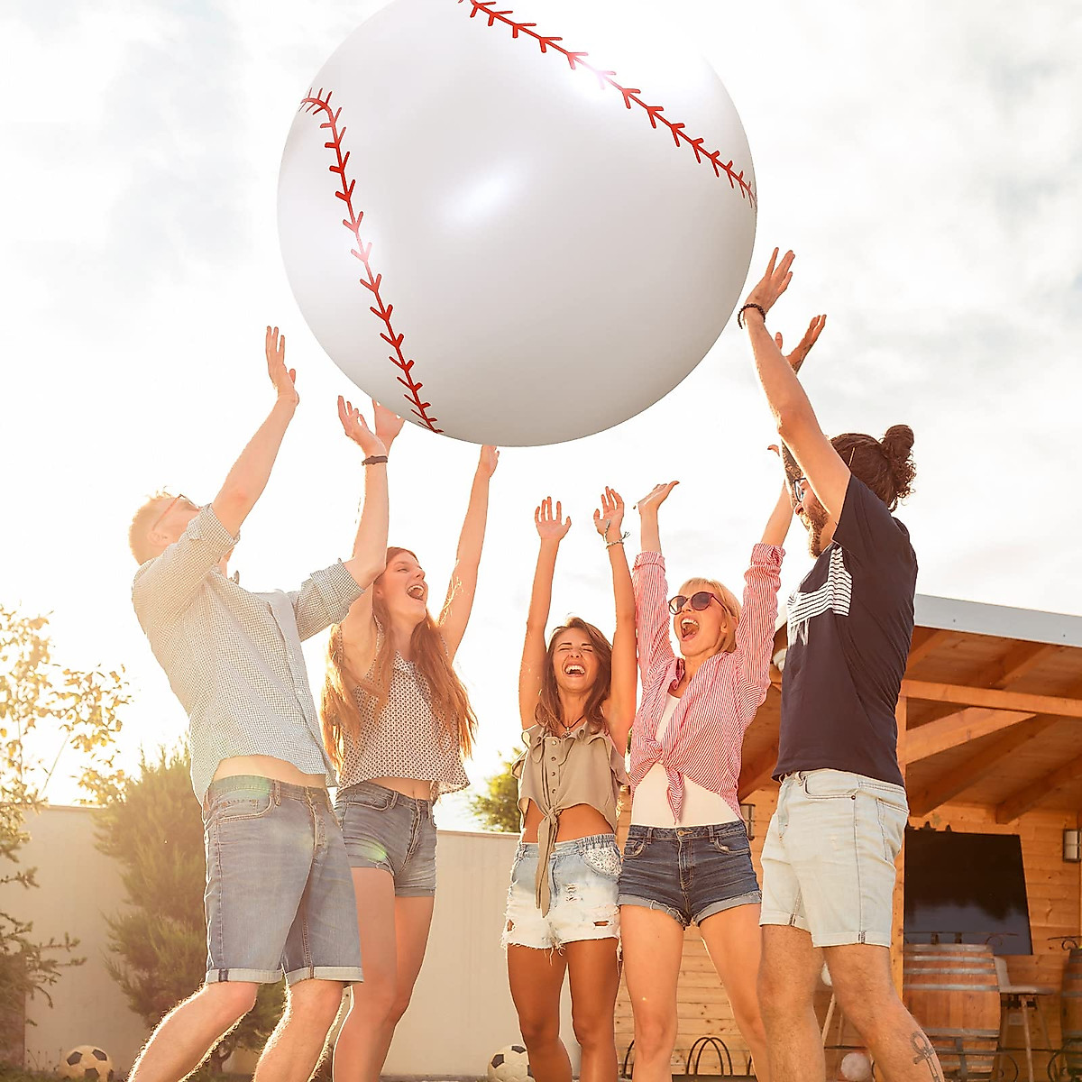 27 Inch Inflatable Balls Large Inflatable Baseball Giant Beach Balls Sports Balls for Pool Summer Outdoor Activity Games Birthday Party Decorations (2 Pcs)