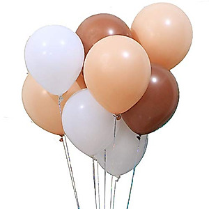 60 Pack Tan Brown Nude White Balloon Bouquet Garland for Neutral Baby Shower Wedding Boho Bridal Shower Woodland Bear Themed First Birthday Nursery Classroom Graduation Decoration