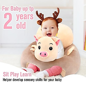 RoamReady Toddler Infant Baby Chairs for Sitting Up 3-6-12 Months, Infant Support Floor Seats for Babies Comfy Plush Stable Newborn Learn to Sit Up Chair Gift(Piggy)