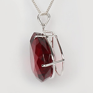 GEMHUB Red Topaz Gemstone 94.5 Carat Fine Pear Cut 925 Sterling Silver Pendant Without Chain For Gift Women/Girls