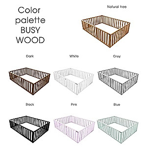 BUSYWOOD Montessori Floor Bed - Toddler Floor Bed - Play Pen - Kids Room Furniture - Wood Bed Fame - Toddler Bed with Rails - Children Play Gym - Waldorf toys (Model 6.2)