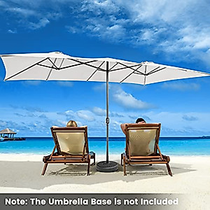 Tangkula 15 FT Double-Sided Patio Umbrella with Crank Handle, Vented Tops, Large Outdoor Rectangle Twin Umbrella with 10-Rib Metal Structure, Table Umbrella for Poolside Deck Lawn Garden (Beige)