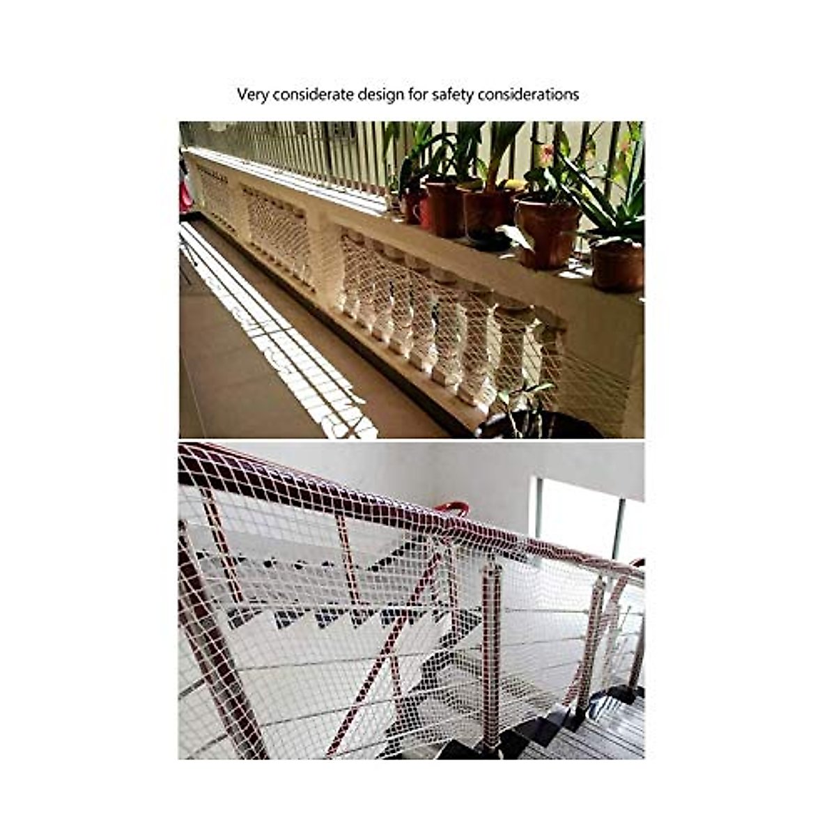 MAGFYLY Banister Guard net Children's Stair Safety Net, Nylon Rope Isolation Net, for Balcony Swimming Pool Anti-Fall Net Bed Fence Net, Including Cable Tie, White, 1x9m (Size : 19m(329ft))