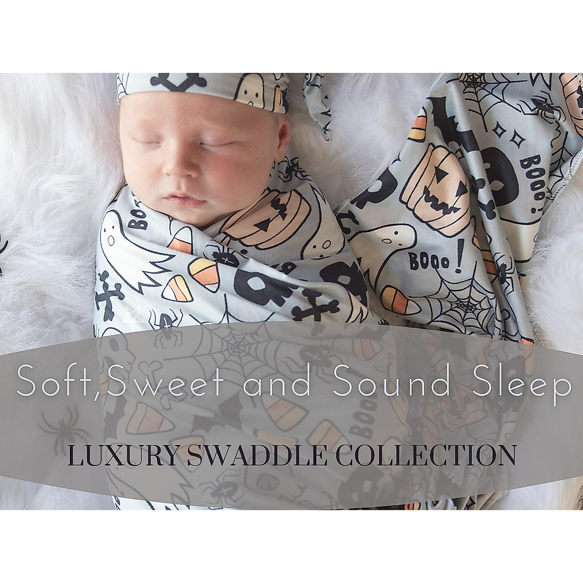 Giggle Angel Baby Receiving Blanket Halloween Swaddle Blanket Infant Wrap Set (Spider 1)