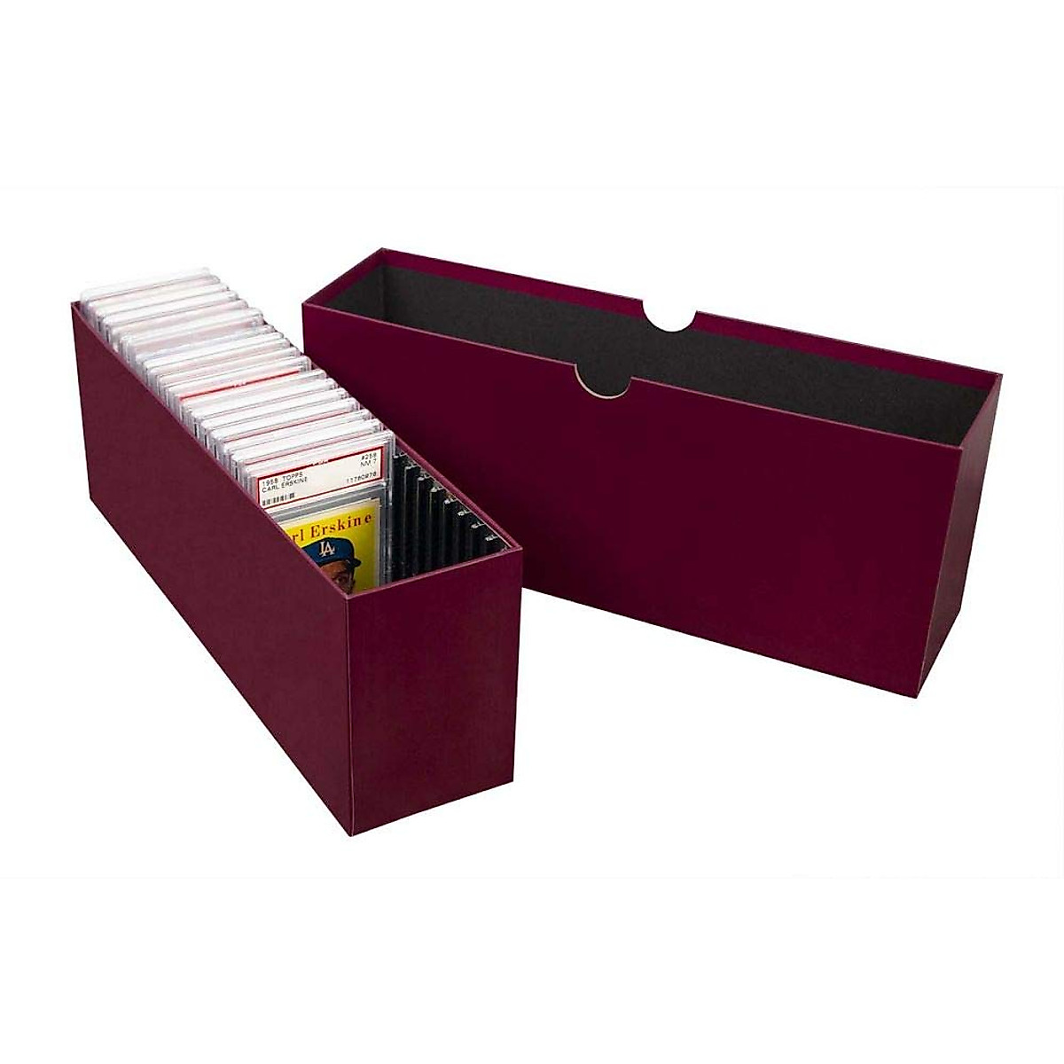 BCW Slotted Graded Card Storage Box | Holds 26 PSA, CSG, CGC, PCG Graded Slabs | Burgundy Cardstock Trading Card Box with Slots | Secure Storage for Sports Cards, Pokémon, TCG, Baseball, and More