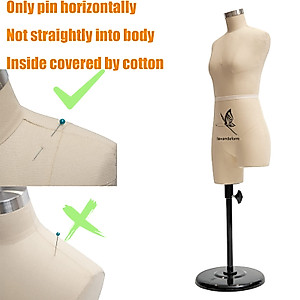 lavandeform Half Scale Dress Form with Soft Arms (Not Adult Full Size) Tailor Female Mannequin for Sewing Clothes,Not Fully Pinable Dressmaker Dummy,1/2 Trouser Pattern Making Model(Black)