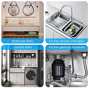 SAINT NIEVE 2 Pack Expandable Flexible 1 1/2" or 1 1/4" P-Trap Pipe for Single Kitchen Sink, Drain Pipe Kit With Adapter Seal Ring, for Kitchen Sink Drainage and Garbage Disposal (Gray)