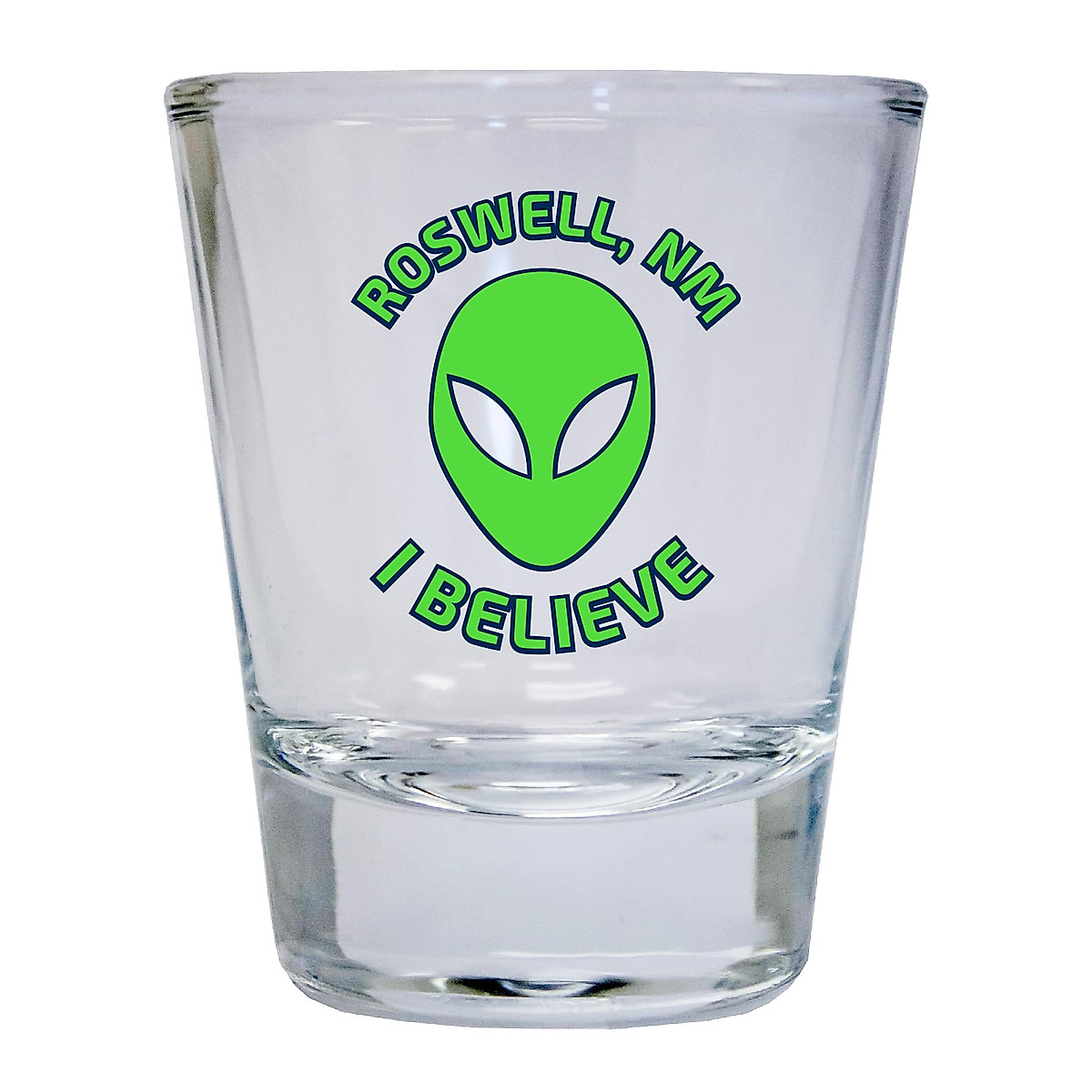 R and R Imports Roswell New Mexico UFO Alien I Believe Souvenir Round Shot Glass