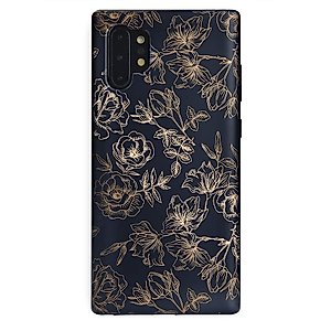 Velvet Caviar for Samsung Galaxy Note 10+ Plus Case Flower Floral - Cute Protective Phone Cases for Women, Girls (Matte Black Rose Gold)
