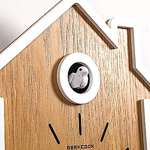 SHISEDECO Modern Cucu Wall Clock Striking Small Cute Bird, Natural Bird Voices or Cuckoo Call, Simple Fashion Wood Creative Pendulum Clocks, Unique Home Decoration for Living Room, Kitchen. (White)