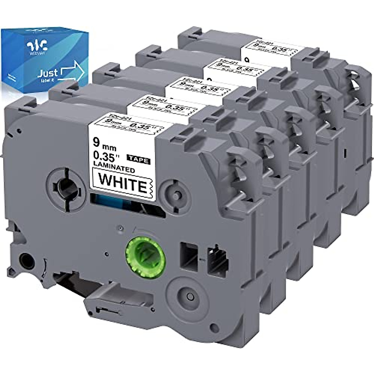 WEEMAY Compatible Label Tape Replacement for 9mm 0.35 Laminated White Tape TZ-221 TZ221 TZe221 TZe-221 Black on White 9mm 3/8 TZ Tape for PTouch PT-D210 PT-D200 PT-H110 PT-D400 PT-D600 Label Maker, 5P