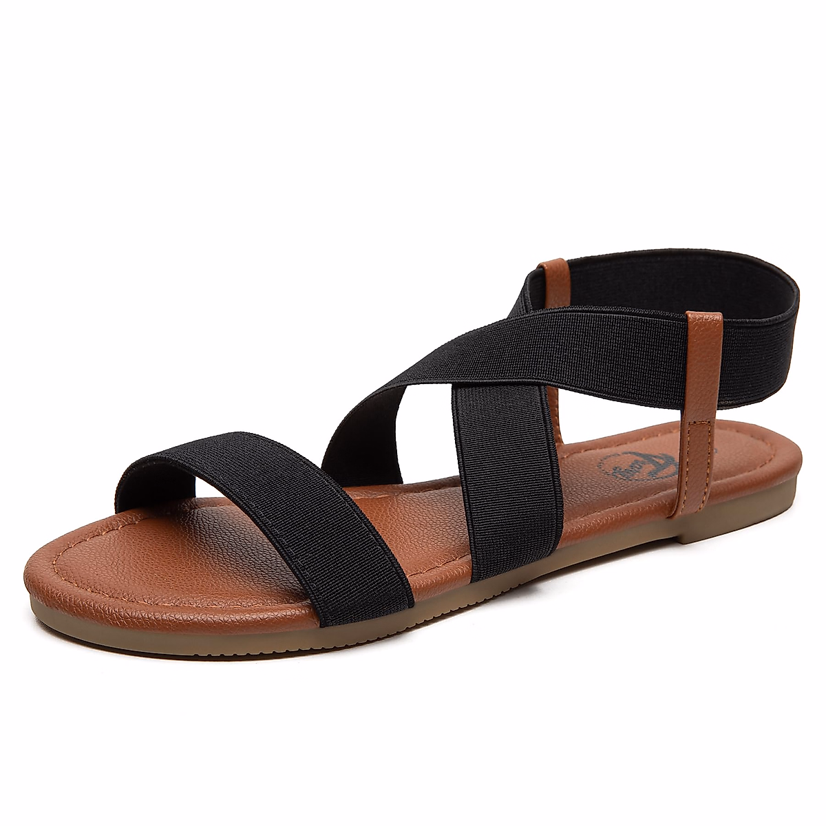 Trary Flat Sandals - Open Toe Cute Elastic Sandals for Women BLACK 08