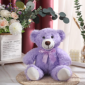 Civaner 4 Pack 14 Inches Christmas Bear Plush Stuffed Animals Cute Soft Bears Bulk for Girls Boys Girlfriend (Pink, Blue, White, Purple)