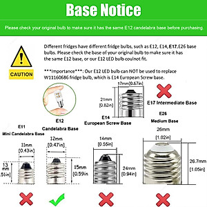Makergroup 12V E12 LED Bulbs for Particular 12V Refrigerator Light Bulb Ice Maker Water Dispenser WR02X12208, WR01X37886, 416099 Daylight White 6000k Non Dimmable Pack of 2