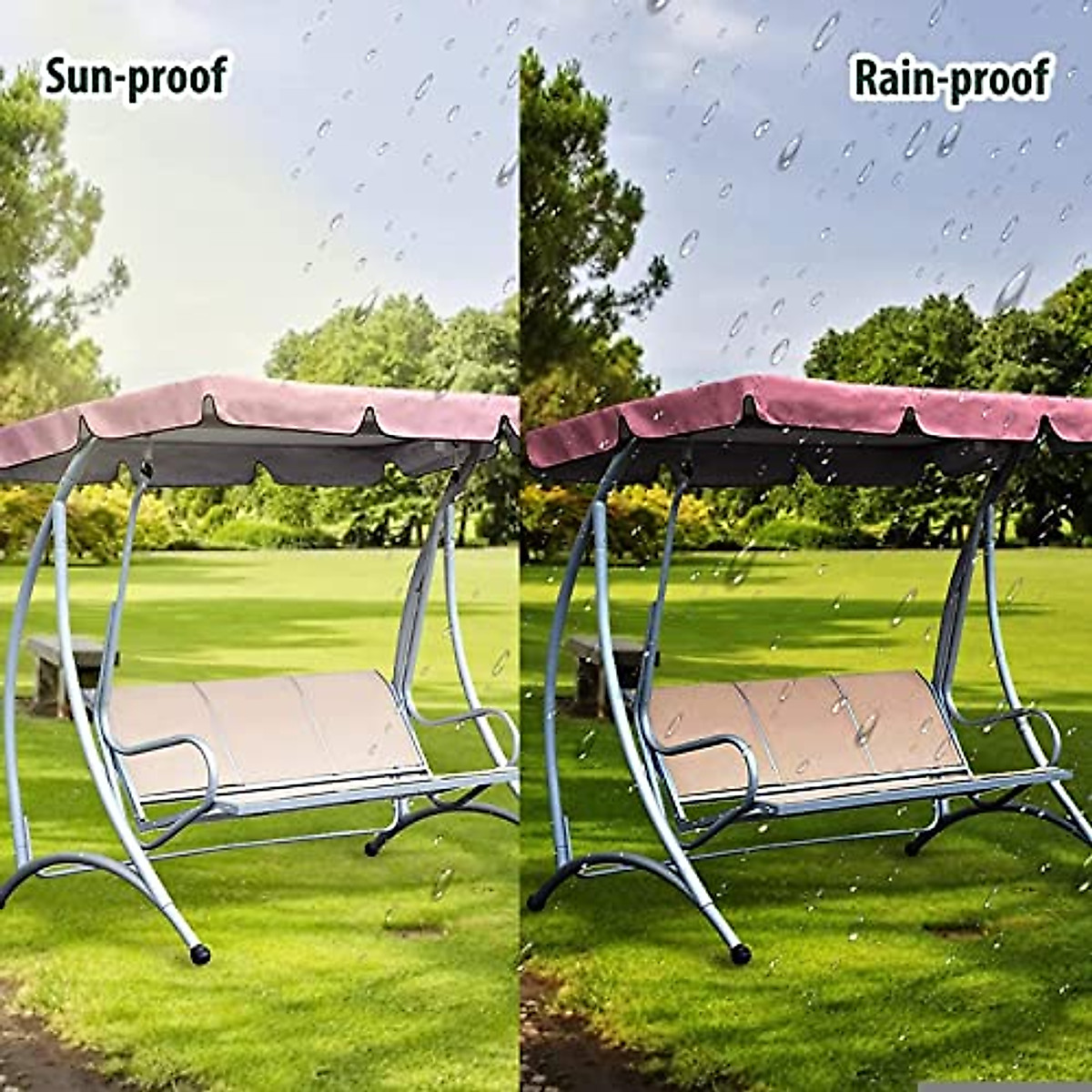 KFJZGZZ Garden Swing Replacement Canopy Cover,Replacement Canopy for Swing Seats,Patio Hammock Cover Top Waterproof Anti-UV Canopy Swing Covers 210D(Only Canopy Cover)