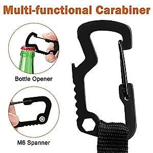 MNGARISTA 2 Pack Retractable Keychain, Multitool Carabiner Badge Holder, 8oz Retraction, Heavy Duty Badge Reel, Retractable Key Chain with Steel Cable and Key Ring, Black