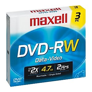 Maxell 4.7GB 2X DVD-RW (3 -Pack)